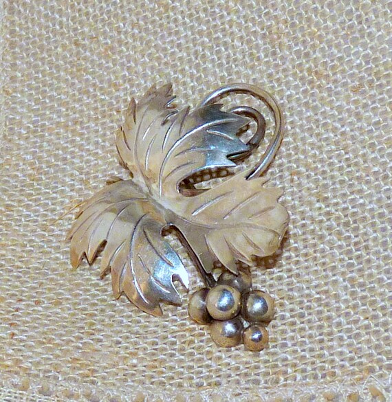 Sterling Silver Leaf Pin Nature Designed Textured Sil… - Gem