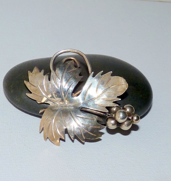 Sterling Silver Leaf Pin Nature Designed Textured Sil… - Gem