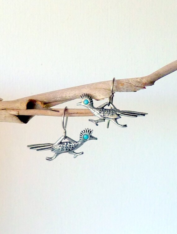Signed J.ritter Pewter Roadrunner Earrings Southwestern Faux - Etsy