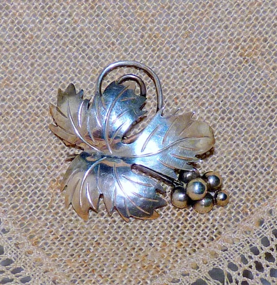 Sterling Silver Leaf Pin Nature Designed Textured Sil… - Gem