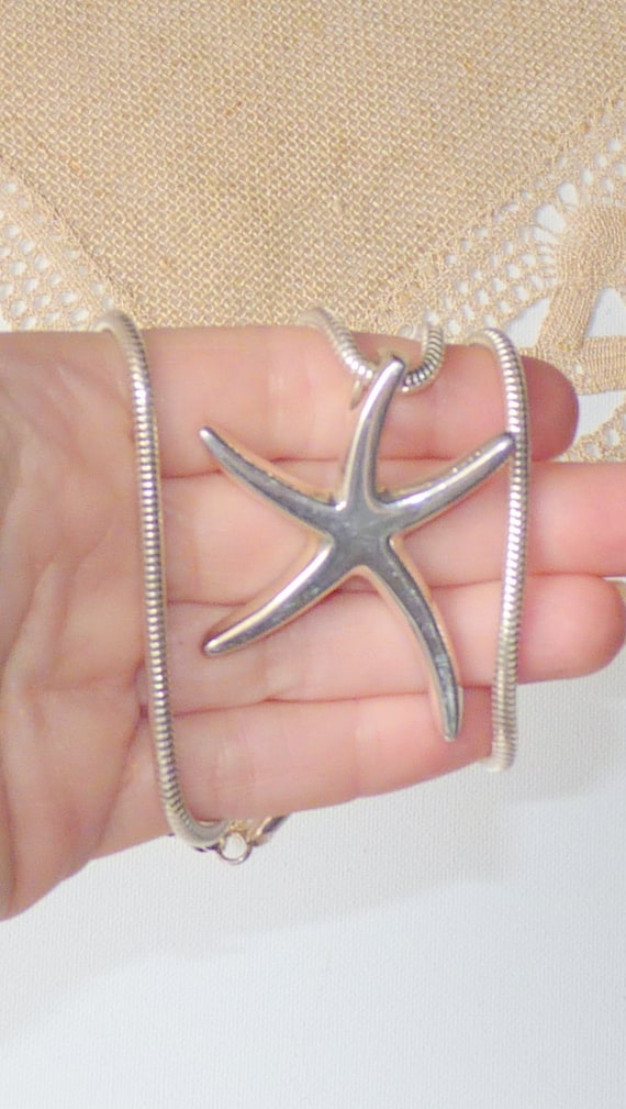 Sterling Silver Starfish Pendant 20" Chain Necklace, … - Gem
