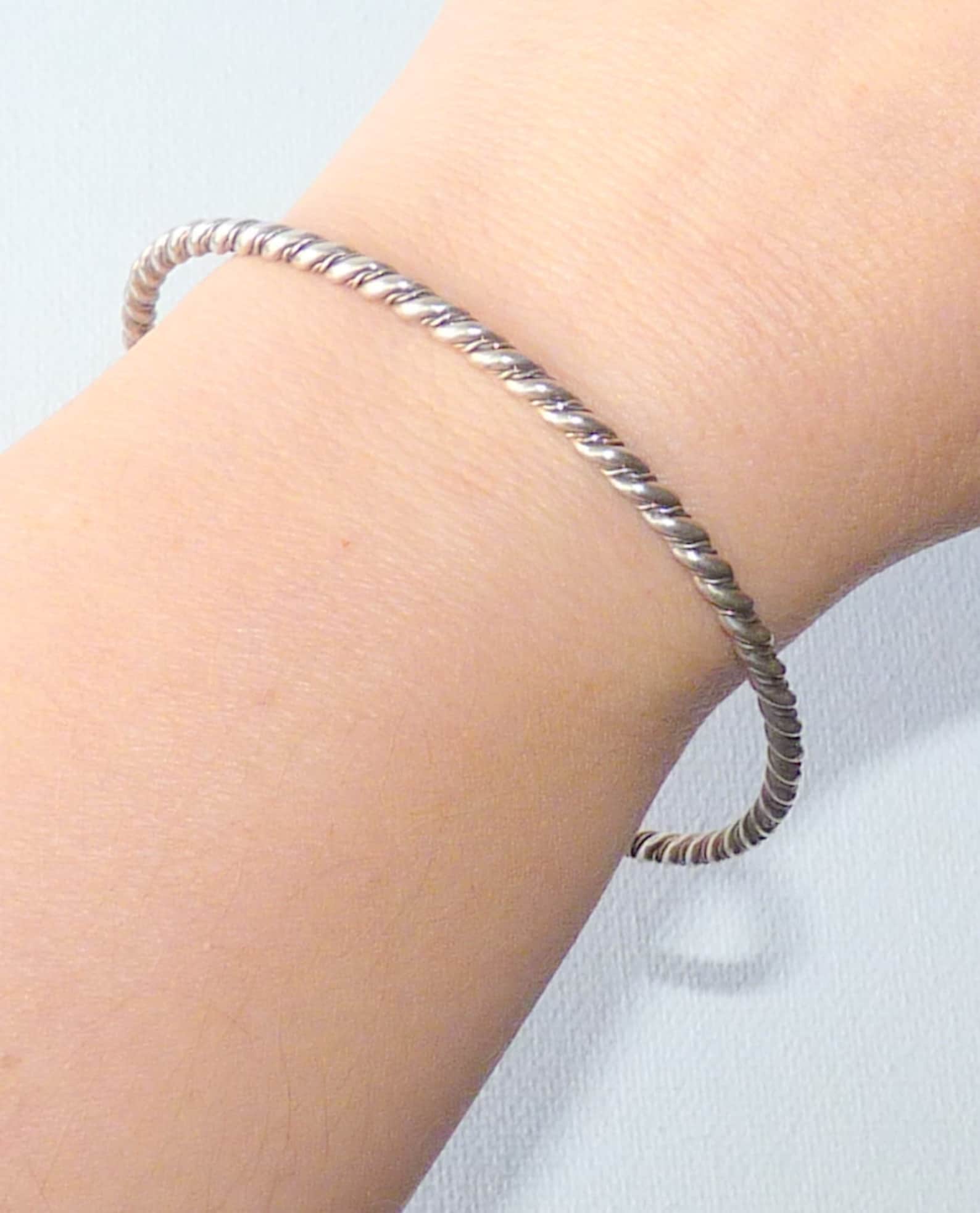 Sterling Silver Bangle Bracelet Twisted Wire Bracelet - Etsy
