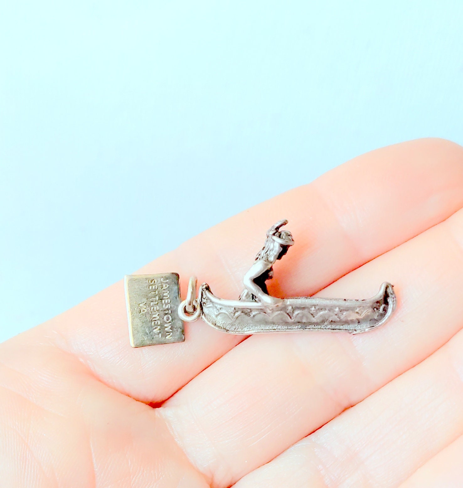 Sterling Silver Canoe Charm/pendant Vintage 925 Old Southwestern Silver ...