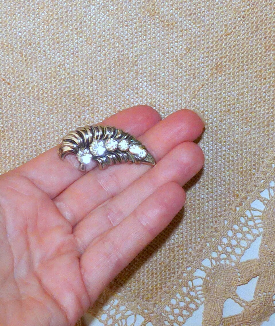 Vintage Sterling Silver Crystal Pin 925 Rhinestone Pendant | Etsy