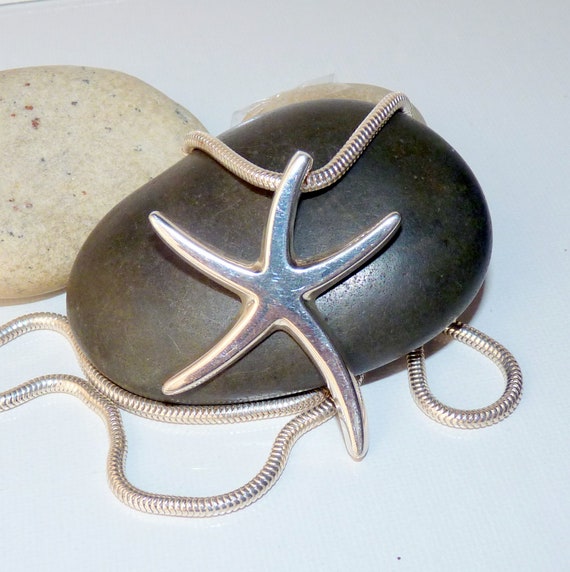 Sterling Silver Starfish Pendant 20" Chain Necklace, … - Gem