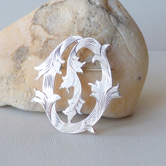 Sterling Silver Letter O Monogram Pin 925 Vintage Engraved O | Etsy