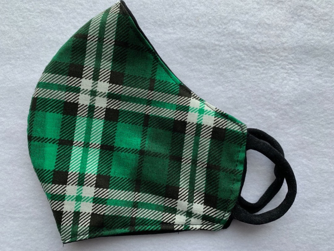 2 Deluxe Green Plaid Face Masks - 2 Reusable Green Plaid Face Mask - 2 ...