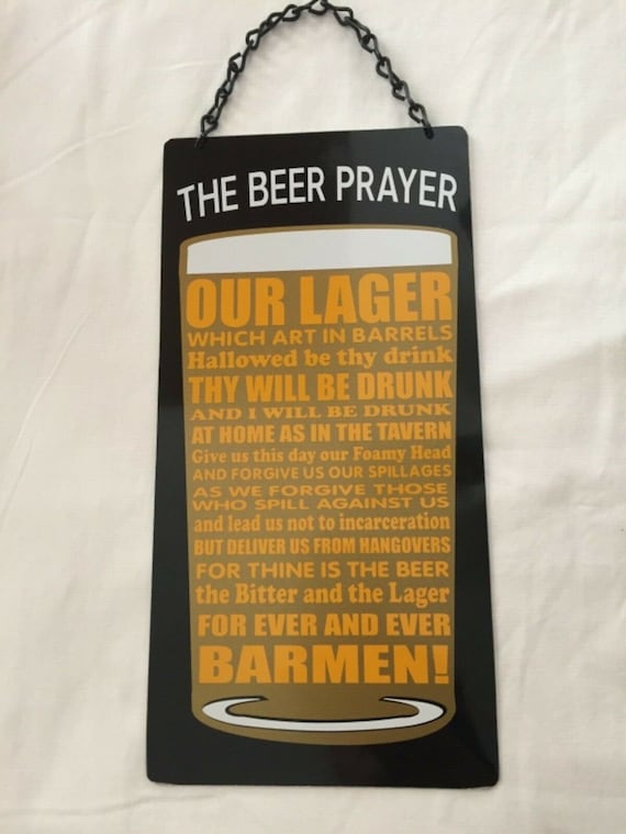 Metal Hanging Sign the Beer Prayer Golden Color Beer Man Cave - Etsy