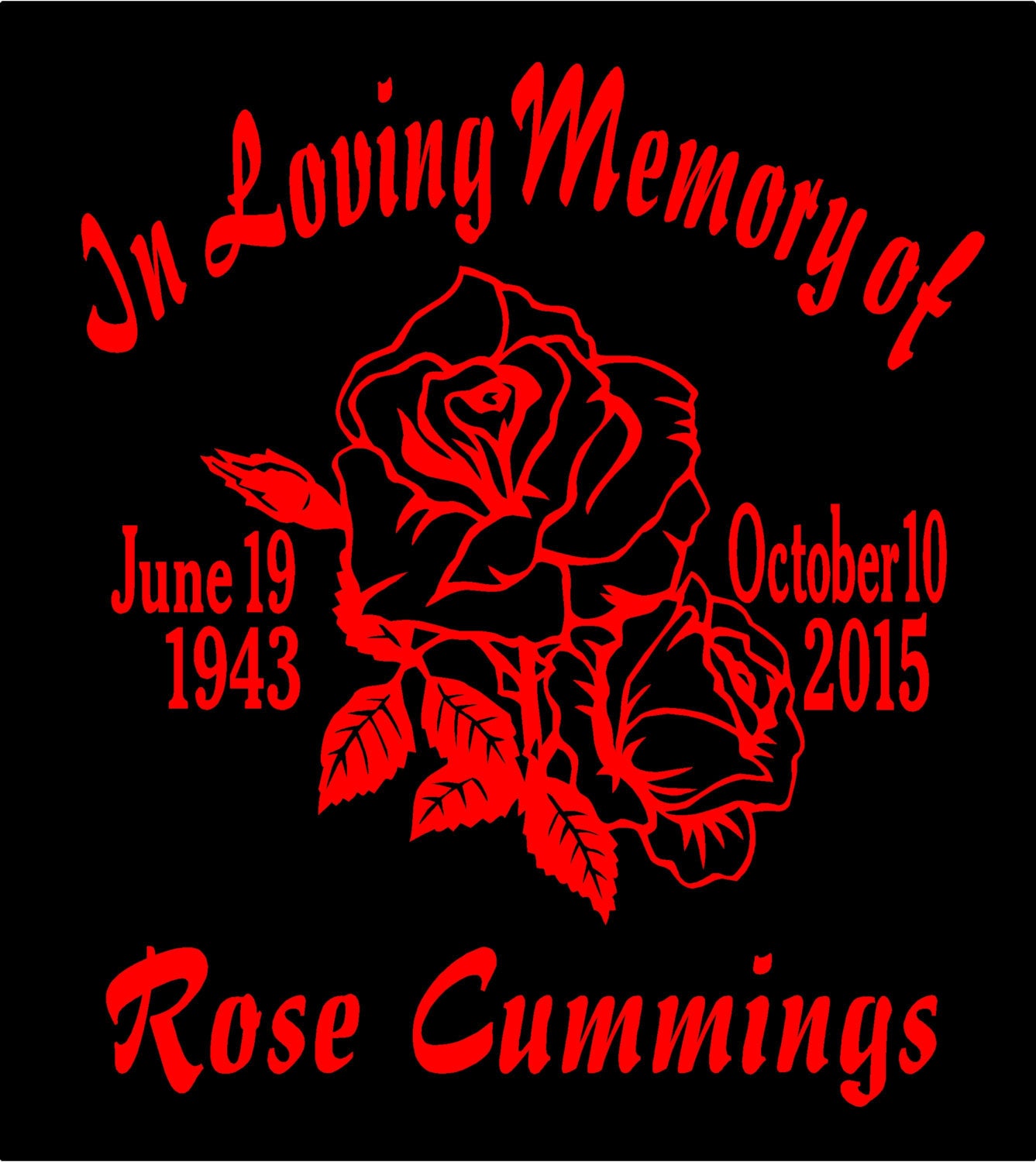Custom Rose Memorial Vinyl Decal: in Loving Memory, Personalized Name ...