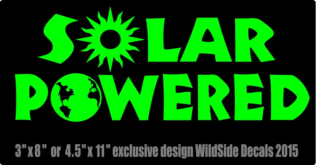 Solar Powered With Sun and Earth Vinyl Decal Sticker - Etsy