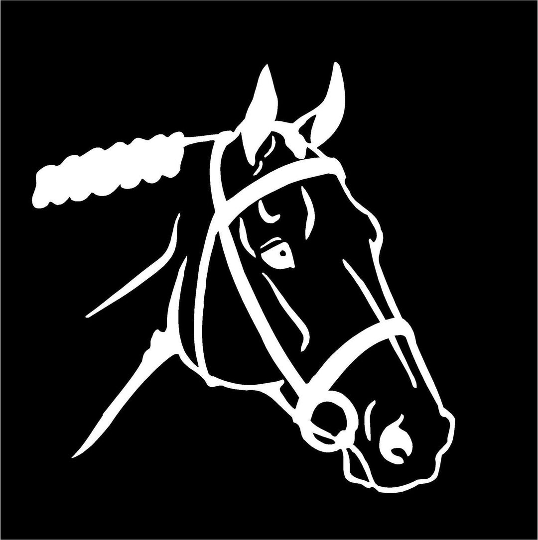 English Horse Head Decal Contour Cut Vinyl Decal Equestrian Car Truck ...