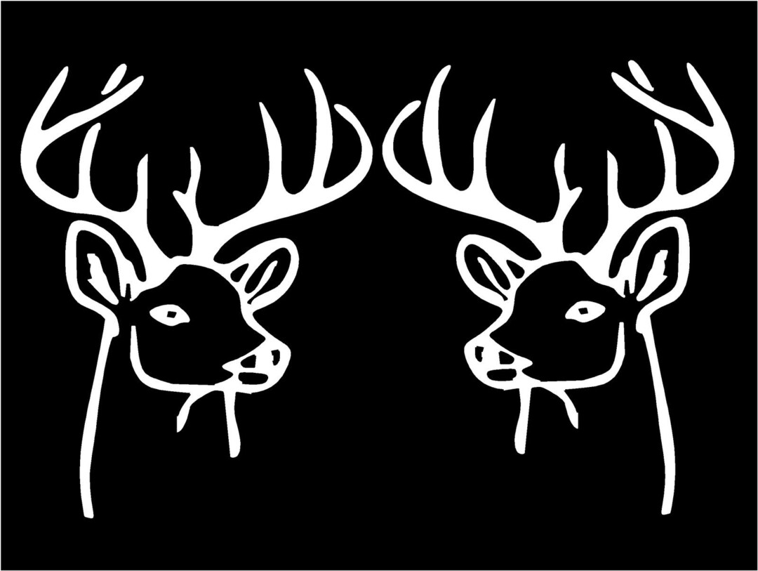 Deer Head Decals Mirrored Image Set Contour Cut Vinyl Sticker - Etsy