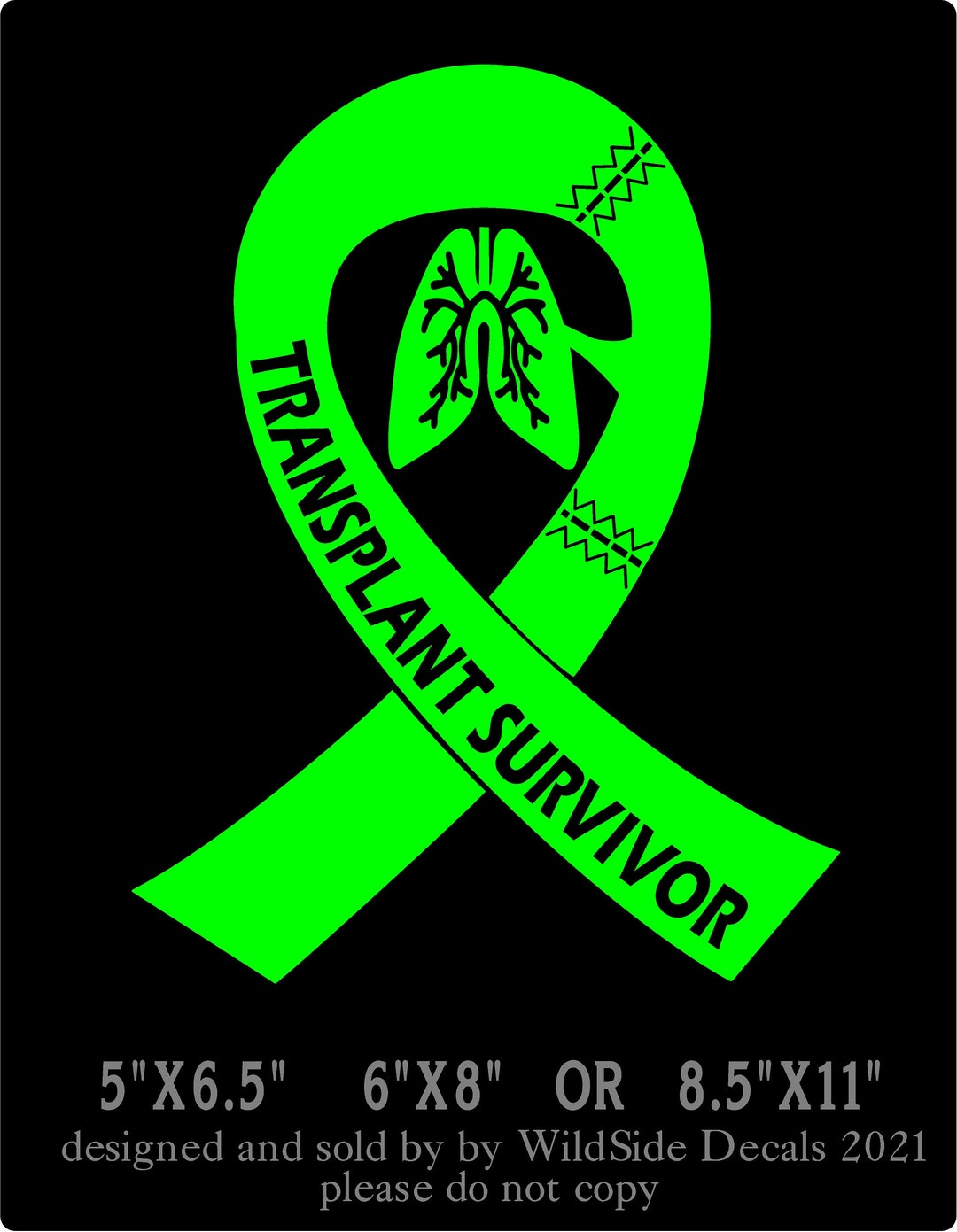 Lung Transplant Survivor Decal Organ Transplant Ribbon Contour Cut ...