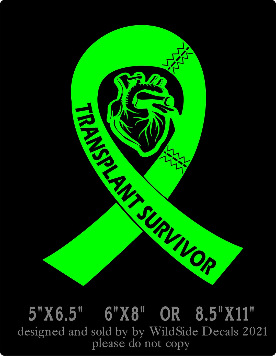 Heart Transplant Survivor Decal Organ Transplant Ribbon Contour Cut ...