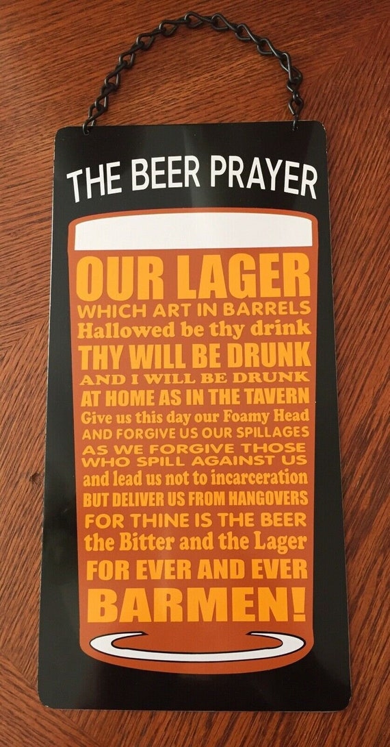 Metal Hanging Sign the Beer Prayer Nut Brown Color Man Cave - Etsy