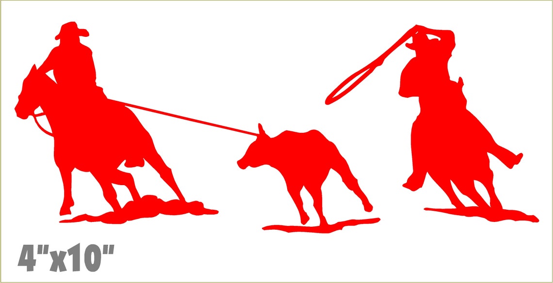 Team Roping Horse Decal Rodeo Contour Cut Sticker - Etsy