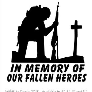 Soldier at Cross Decal in Memory of Our Fallen Heroes Contour Cut Vinyl ...