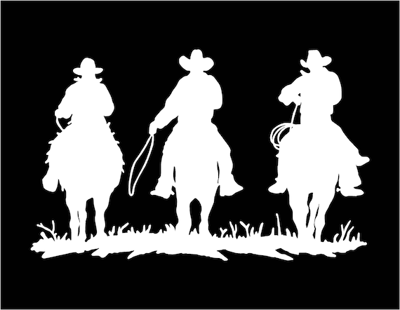 Cowboys Riding Horses Decal Western Contour Cut Vinyl Sticker | Etsy