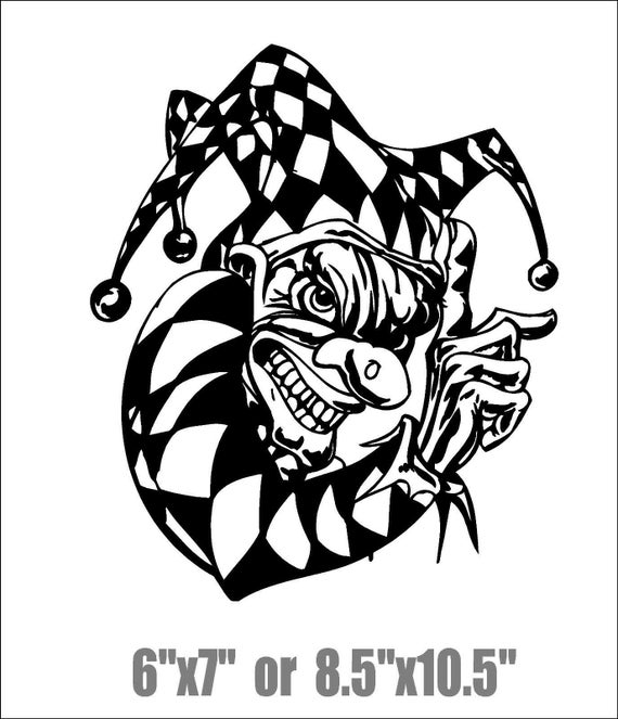 Evil Joker Clown Jester Decal Vinyl Contour Cut Sticker - Etsy