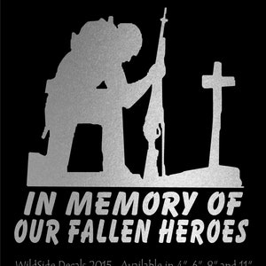 Soldier at Cross Decal in Memory of Our Fallen Heroes Contour Cut Vinyl ...
