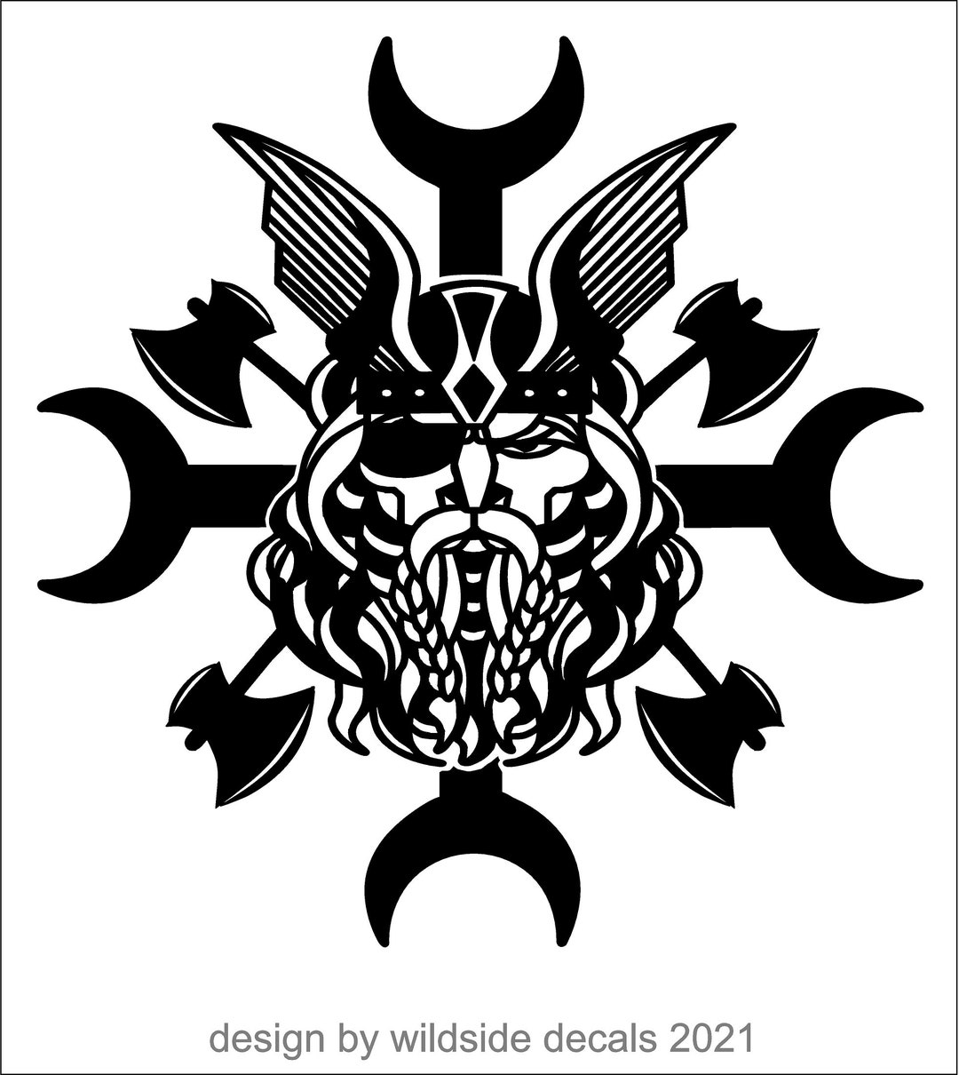 Odin Crest With Axes and Lunate Cross Decal Car Window Laptop Vinyl ...