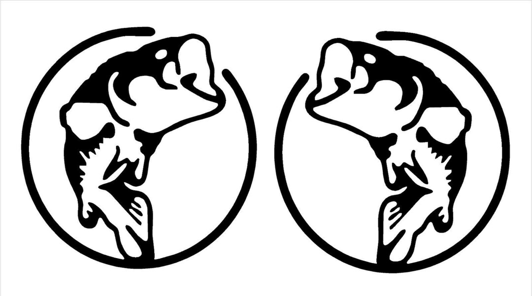Largemouth Bass Fish in Circle Vinyl Decals Fishing Window Set of Two ...