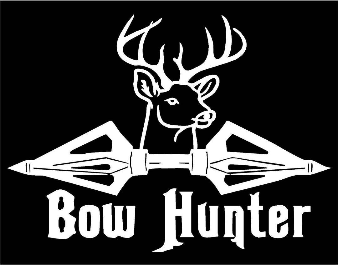 Bow Hunter Vinyl Decal With Deer and Arrowheads Contour Cut Hunting ...