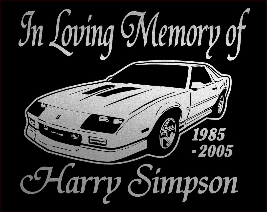 Camaro Car Memorial Vinyl Decal: Custom Name & Dates Window Sticker - Etsy