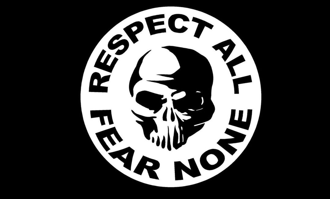 Respect All Fear None With Skull Vinyl Decal Contour Cut Car Window ...