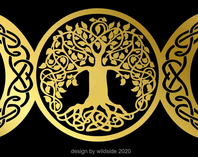 Triple Moon Goddess Decal With Tree of Life Wicca Pagan Witch - Etsy