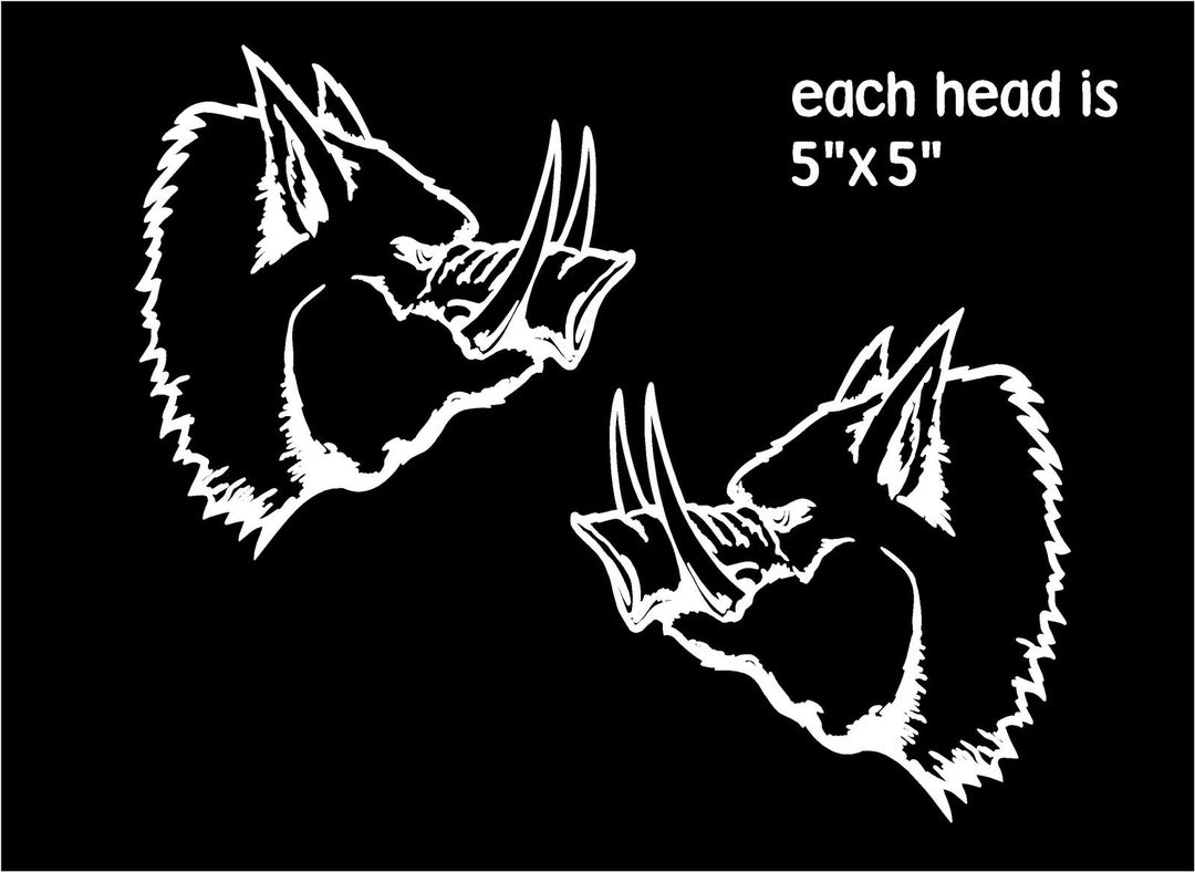 Hog Decals Hog Heads Boar Pig Mirrored Image Set Car Truck Trailer ATV ...