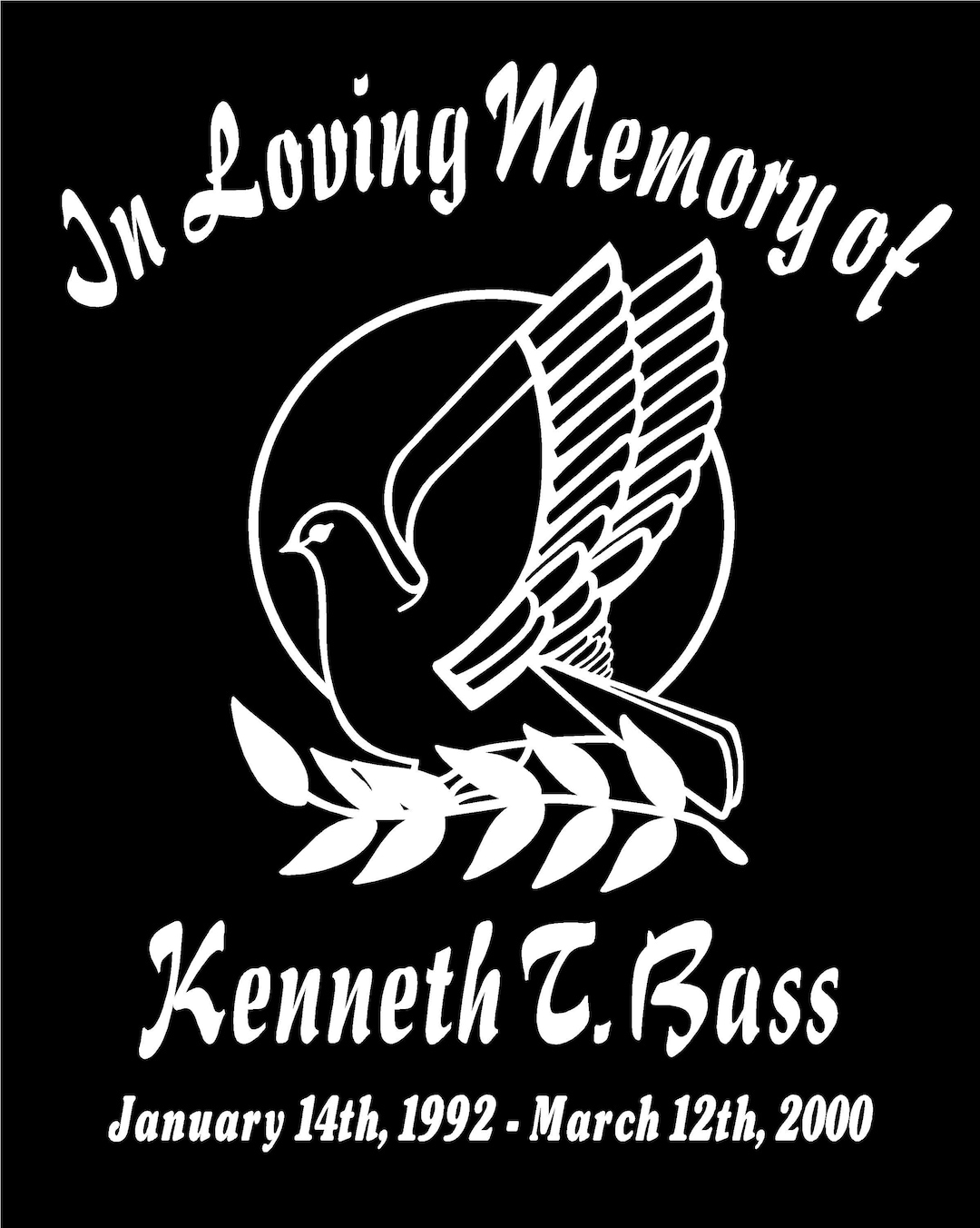 Dove in Loving Memory of Vinyl Decal Custom Memorial Name and Dates ...