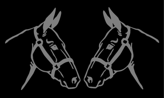 Mule Donkey Head Decals Mirrored Image Set Contour Cut Vinyl - Etsy