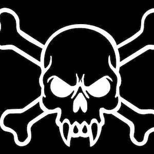 Skull With Crossbones and Vampire Fangs Decal Contour Cut Vinyl Sticker ...