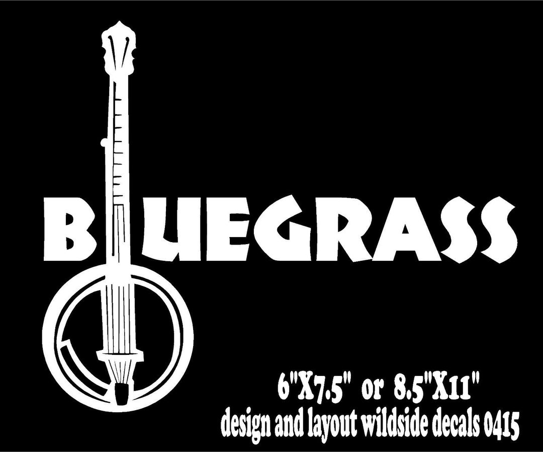 Bluegrass Banjo Decal Folk Music Musicians Country Contour Cut Vinyl ...