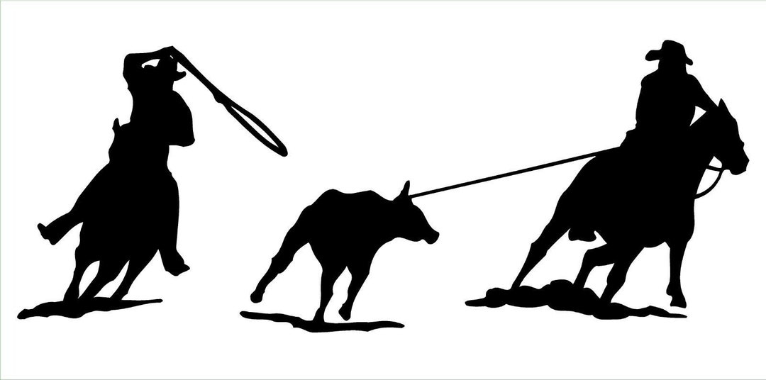 Team Roping Horse Decal Rodeo Contour Cut Vinyl Sticker - Etsy