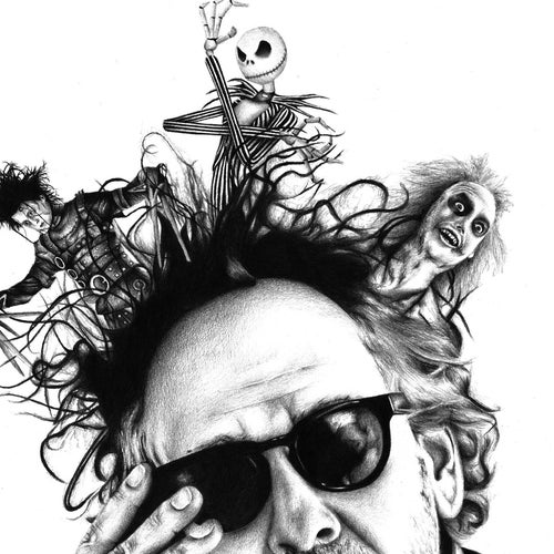 Tim Burton Pencil Portrait Drawing Print | Etsy