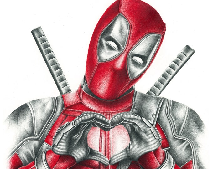 Deadpool Pencil Portrait Drawing Print Etsy