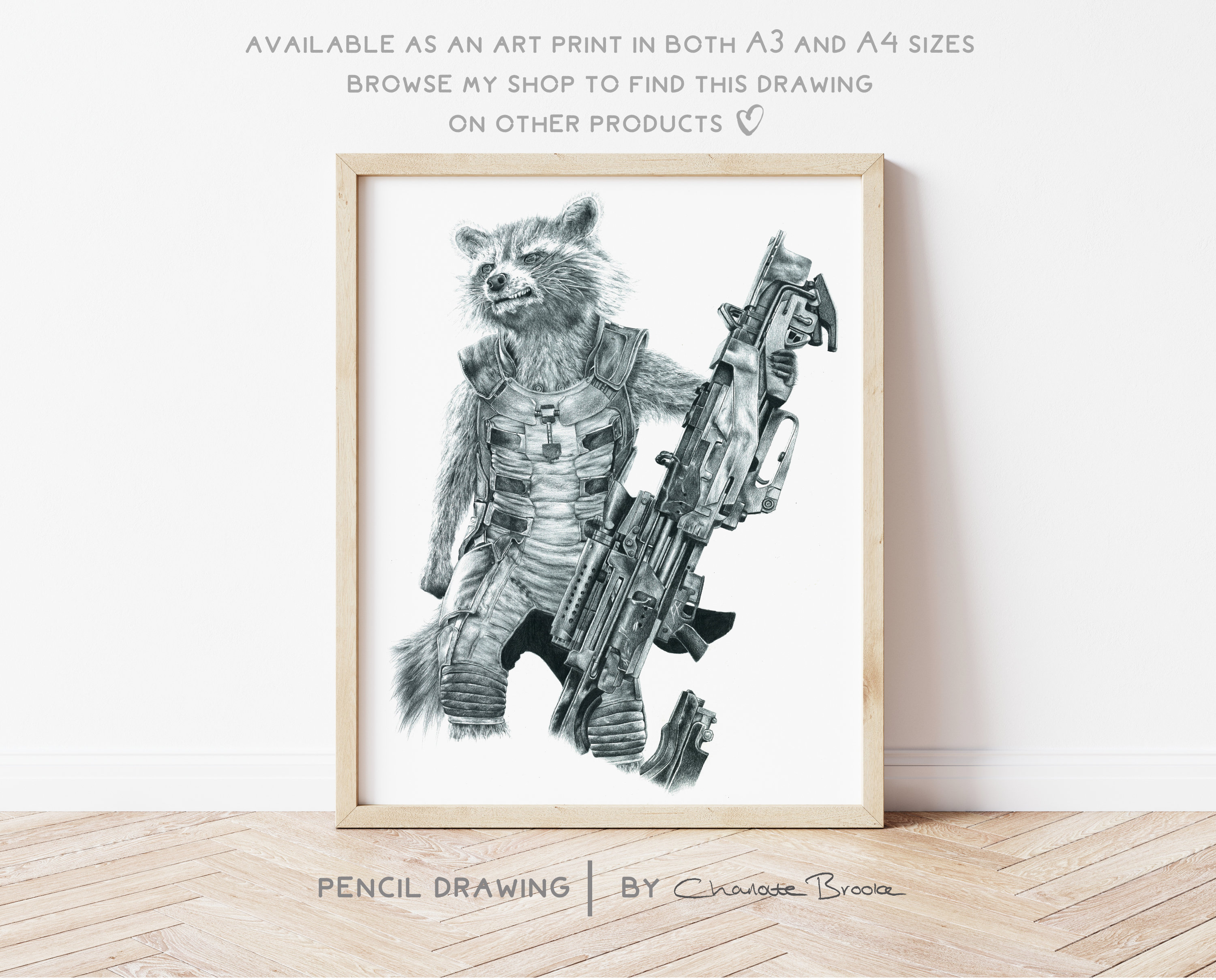 Rocket Raccoon Pencil Portrait Drawing Print - Etsy
