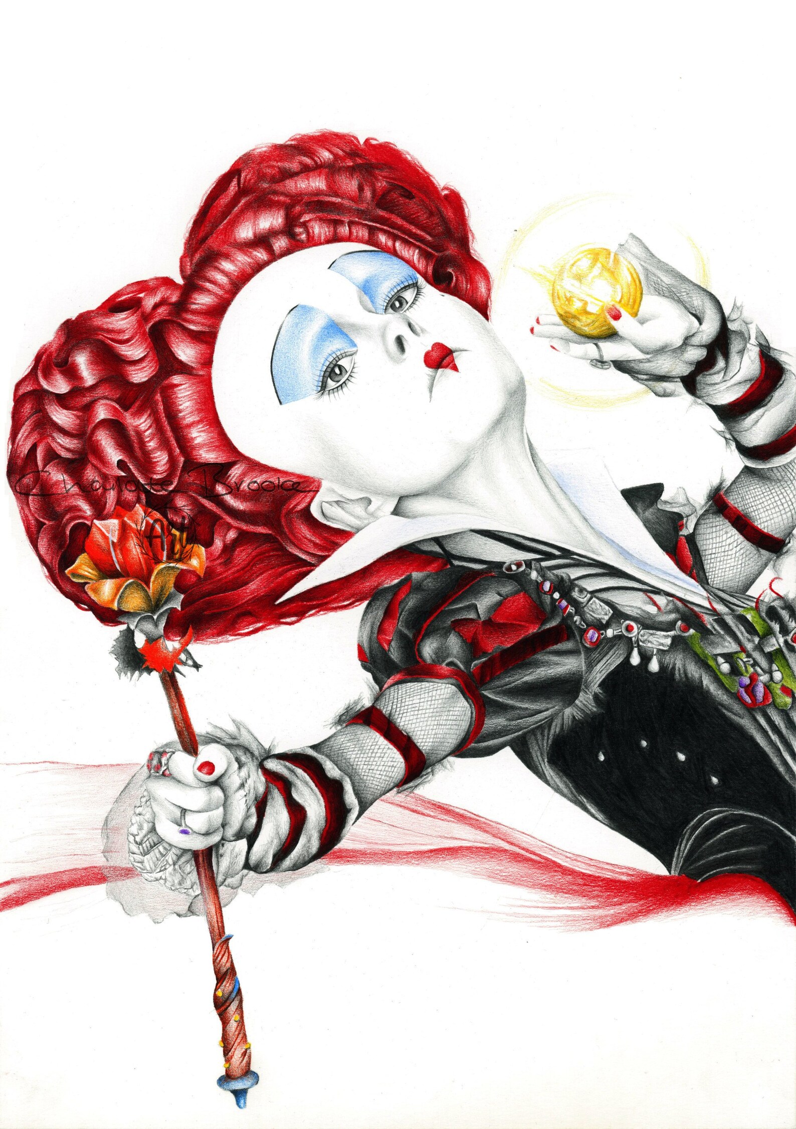 The Red Queen: Alice in Wonderland Pencil Portrait Drawing - Etsy UK