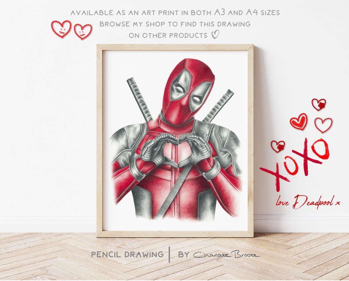 Deadpool Pencil Portrait Drawing Print - Etsy