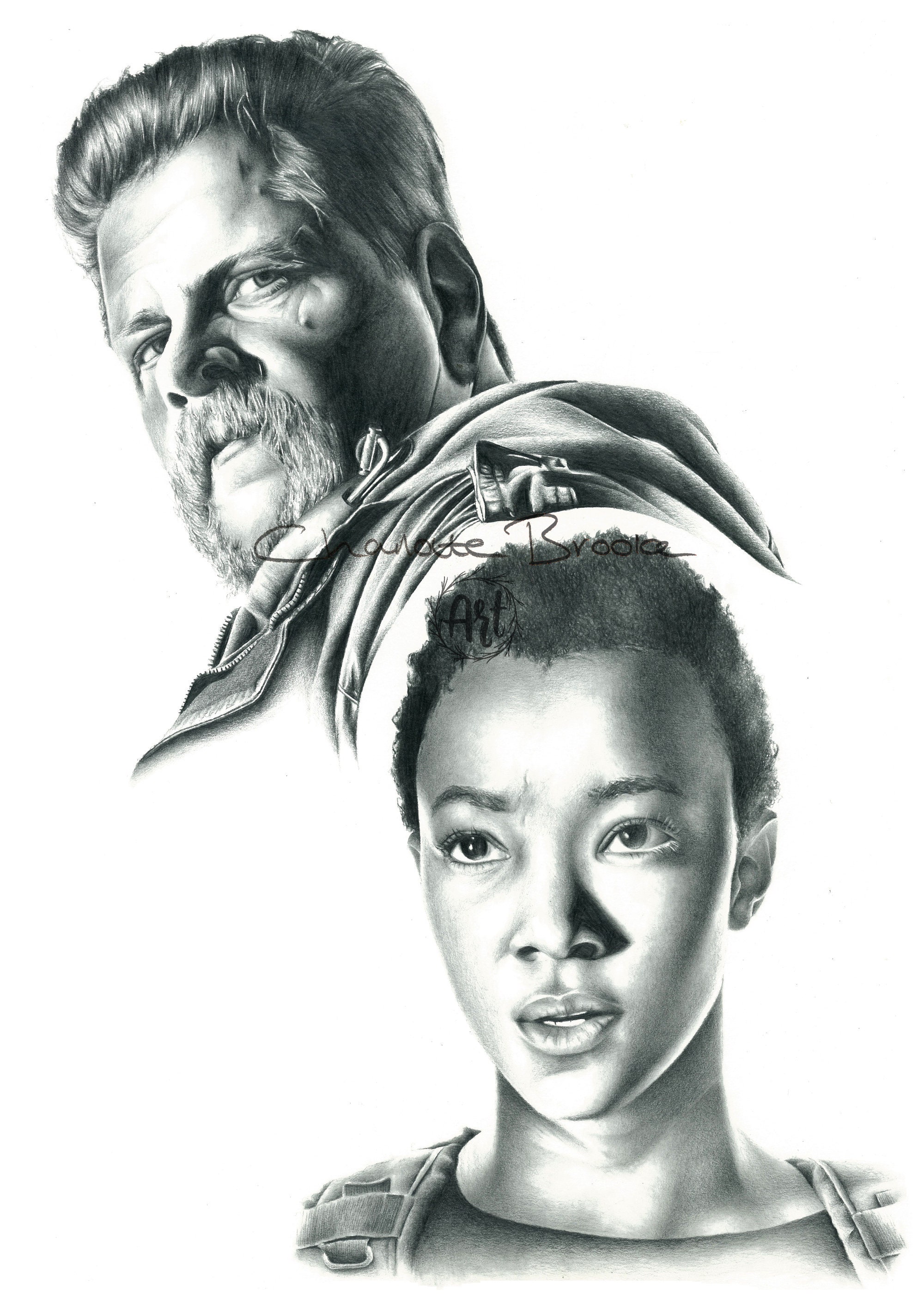 Abraham and Sasha the Walking Dead Pencil Portrait Drawing - Etsy UK