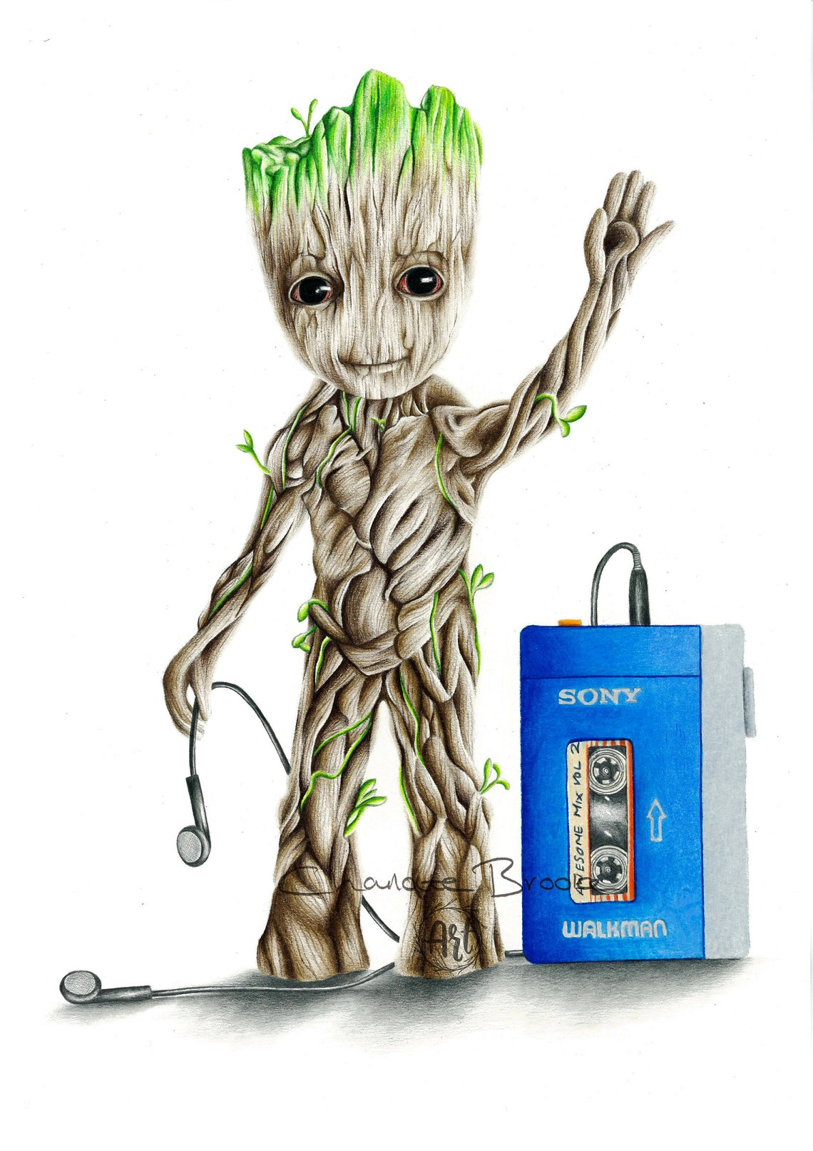 Baby Groot Bleistift Portrait Zeichnung Druck | Etsy