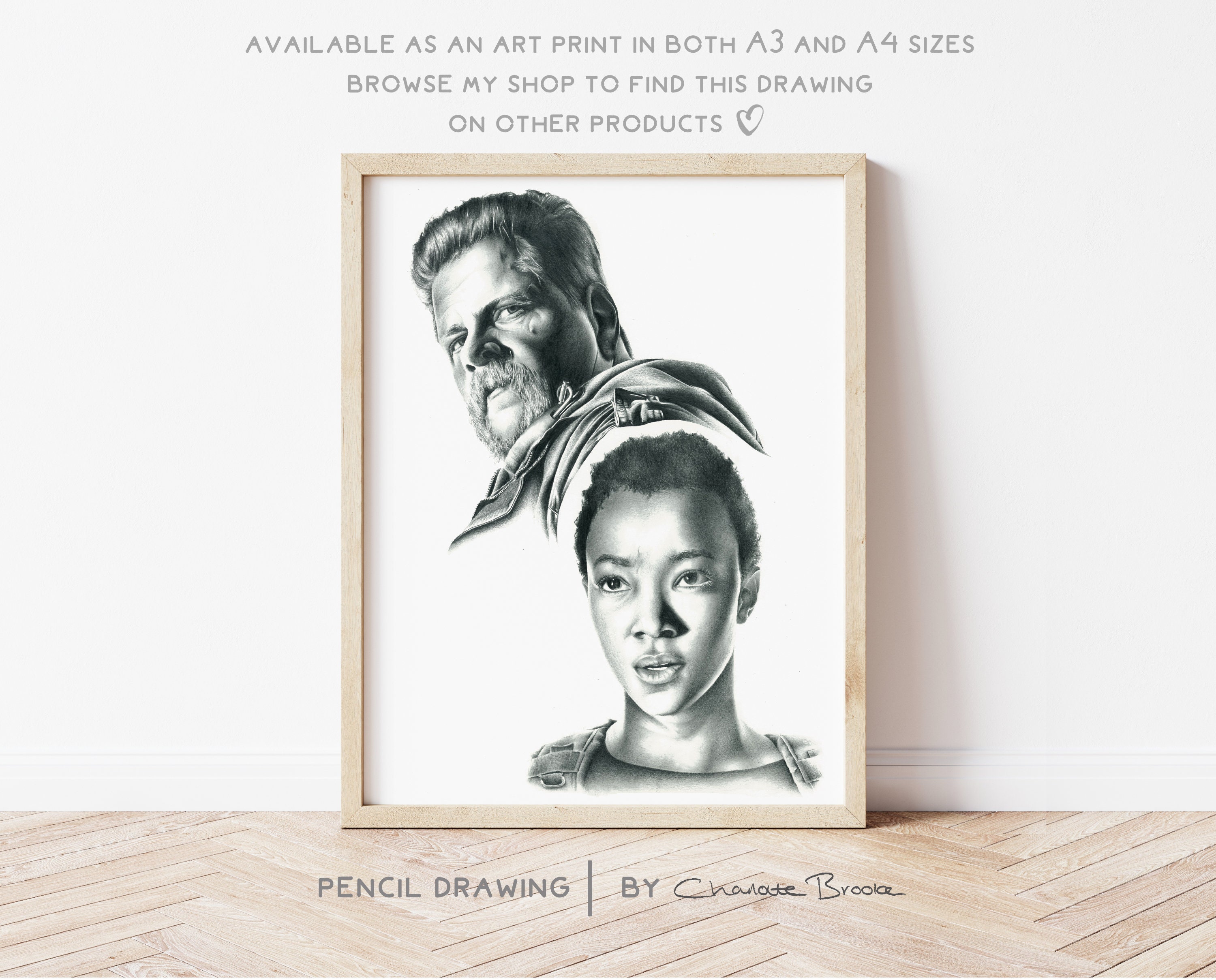 Abraham and Sasha the Walking Dead Pencil Portrait Drawing - Etsy UK