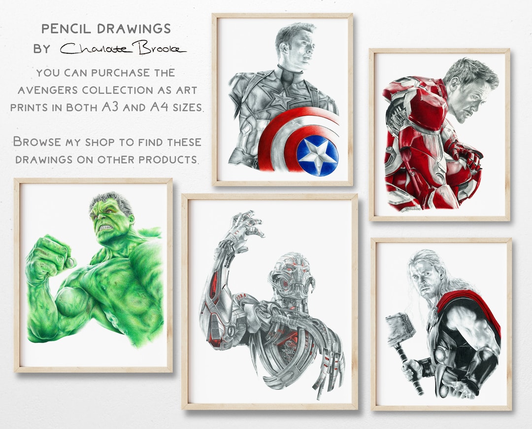 Buy Avengers Collection Pencil Portrait Drawing Prints Online in India Etsy