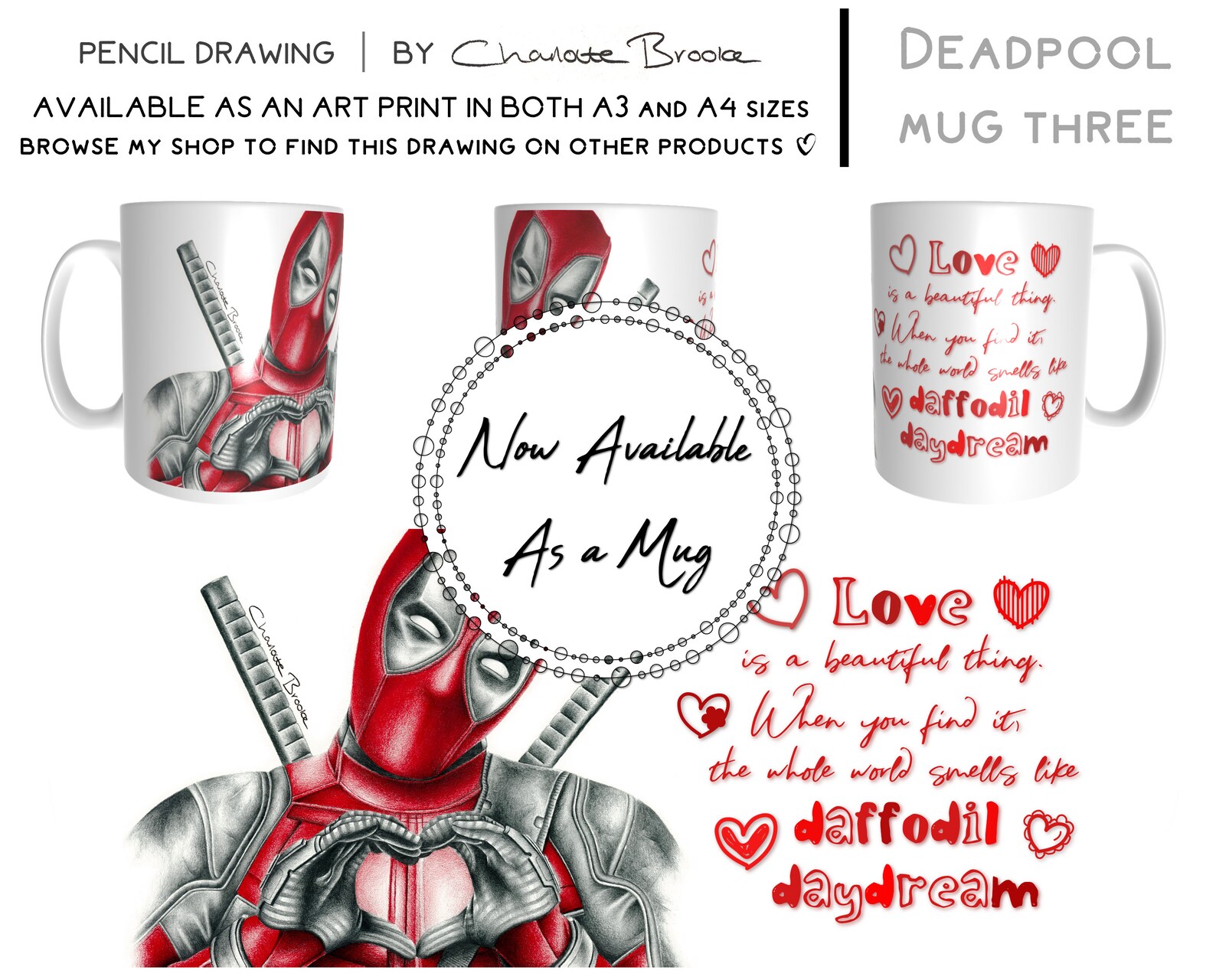 Deadpool Pencil Portrait Drawing Print - Etsy