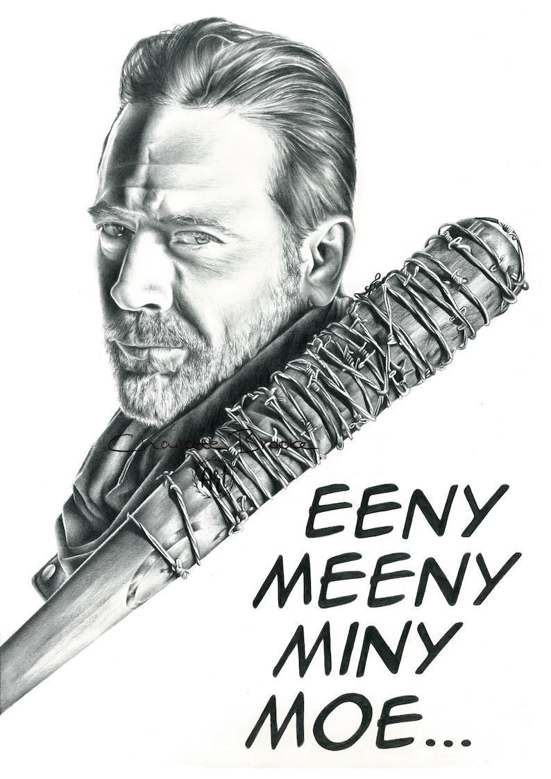 Negan The Walking Dead Pencil Portrait Dibujo Impresión | Etsy