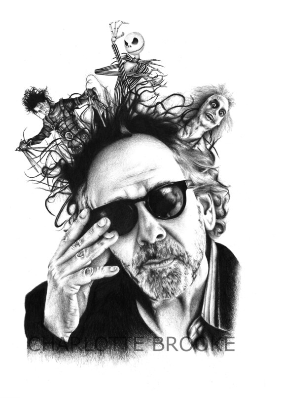 Tim Burton Pencil Portrait Drawing Print | Etsy