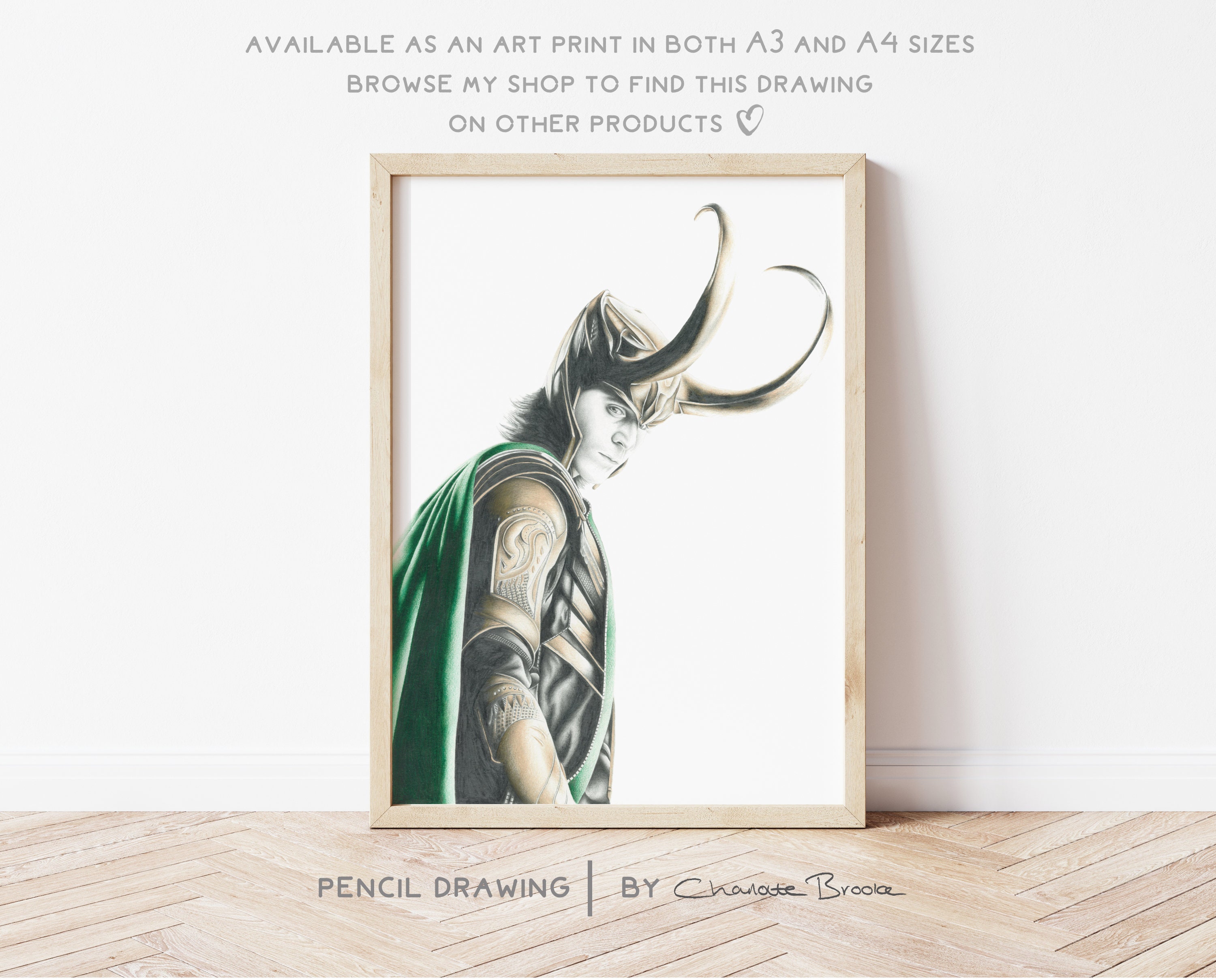 Loki Pencil Portrait Drawing Print | Etsy UK