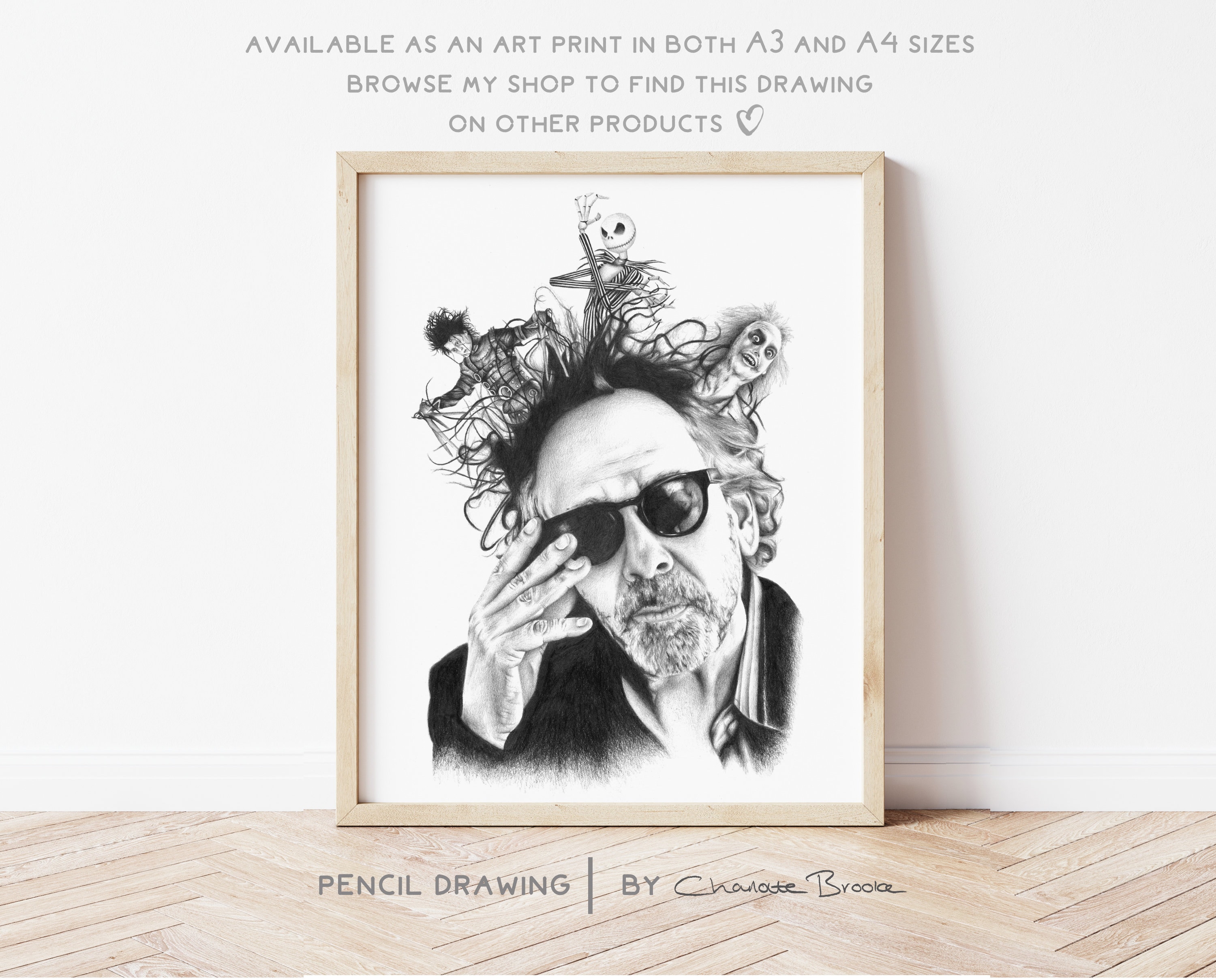 Tim Burton Pencil Portrait Drawing Print - Etsy